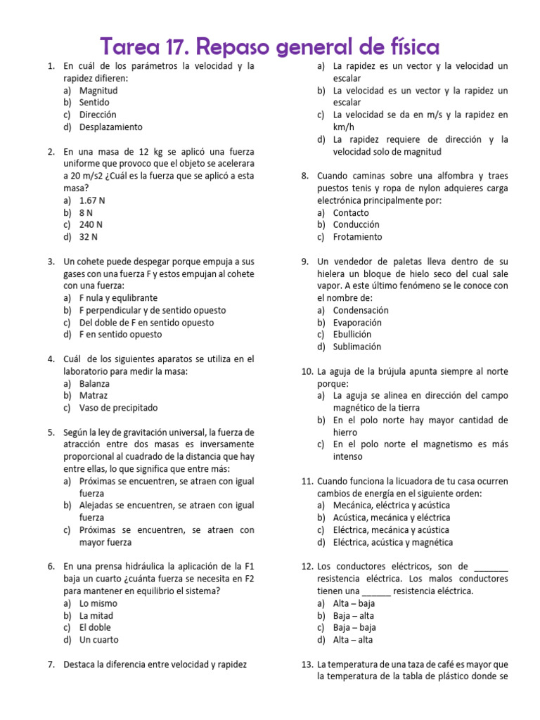 Tarea 17 | PDF | Ligero | Fuerza