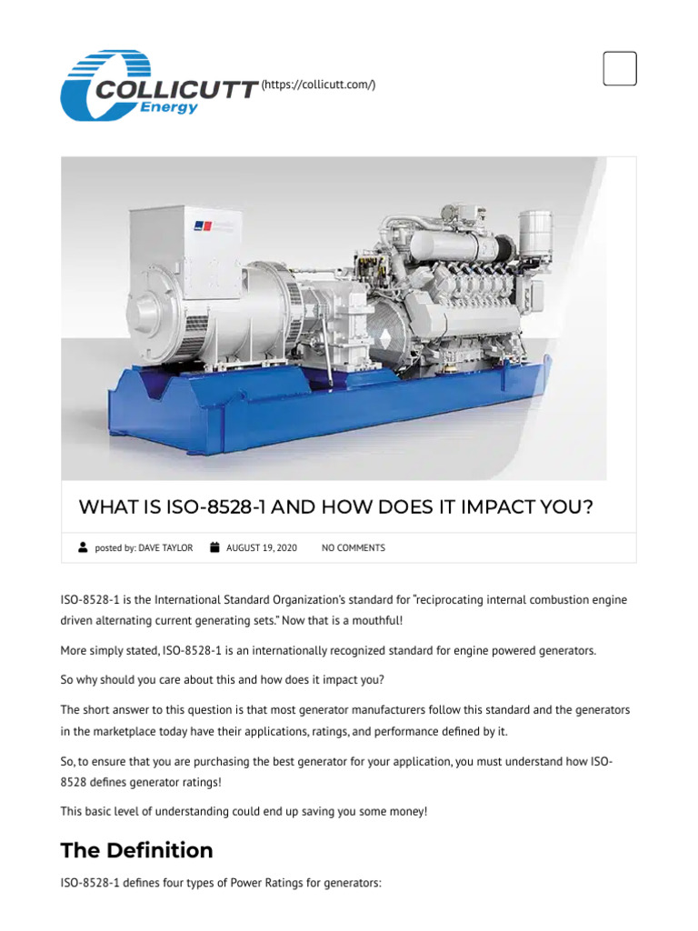 What Is ISO-8528-1 and How Does It Impact You - Collicutt Energy | PDF