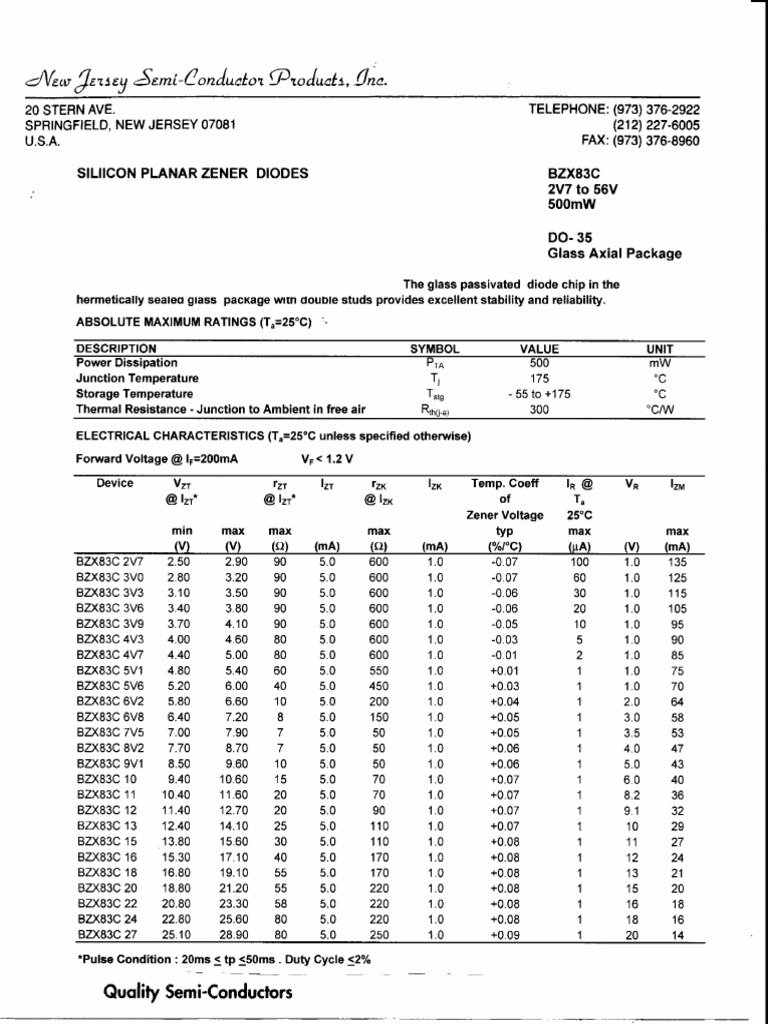 Bzx83c Series | PDF | Diode | Materials Science