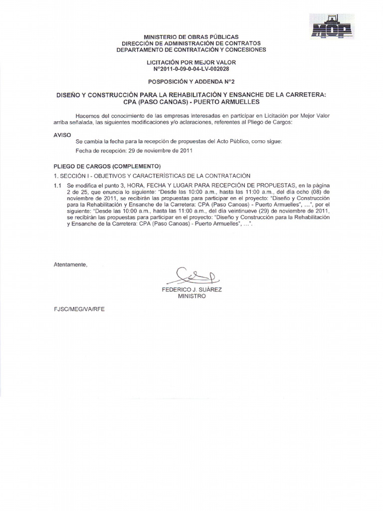 Posposicion y Addenda N 2 | PDF