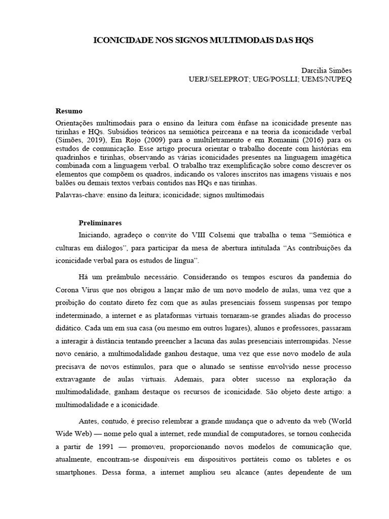 Atena - Iconicidade Nos Signos Multimodais Das Hqs | PDF | Semiótica ...