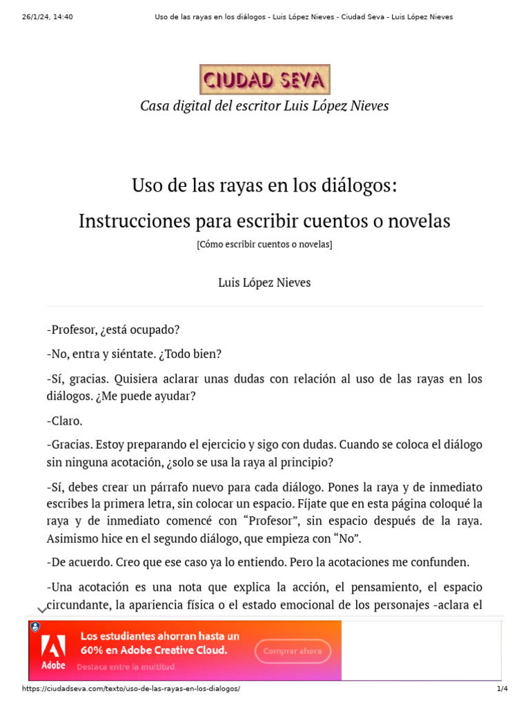 Uso de Las Rayas en Los Diálogos - Luis López Nieves - Ciudad Seva ...
