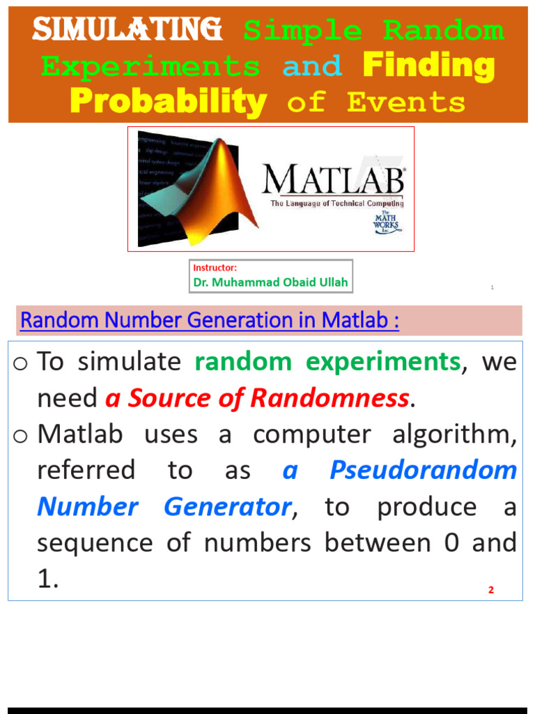 MATLAB Random Experiments Guide | PDF | Randomness | Mathematics