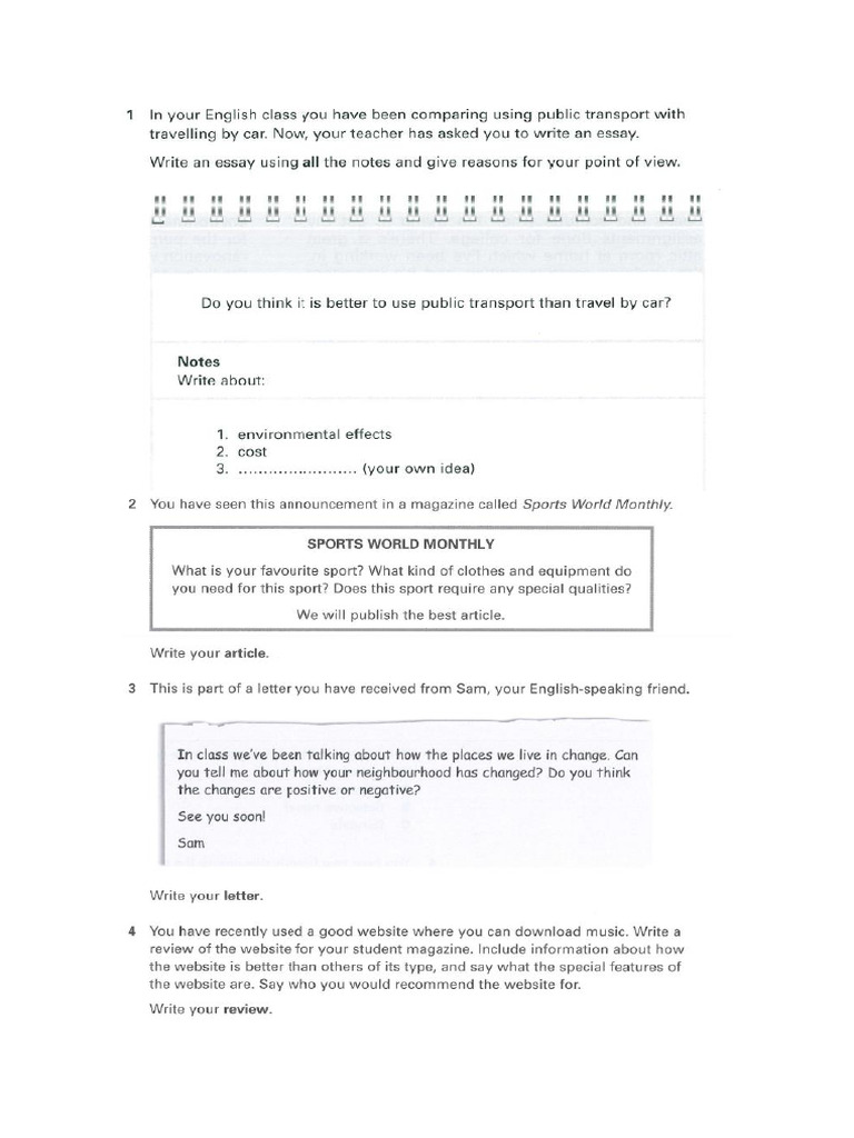 Writing practice for OTE 3 | PDF