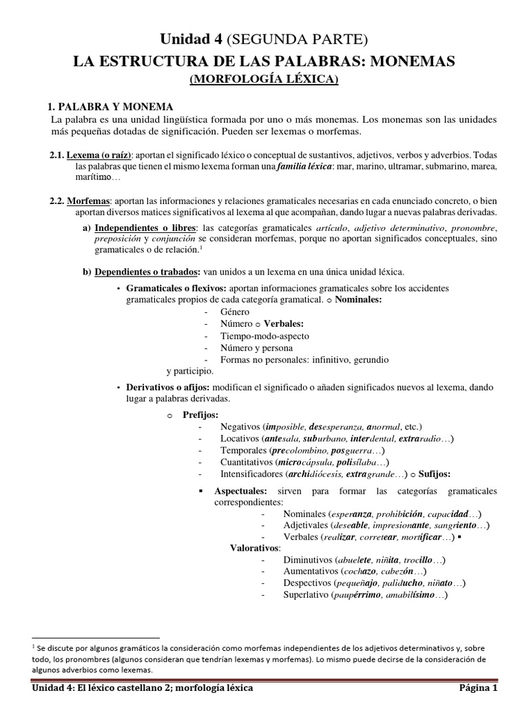 Estructuras de Las Palabras | PDF