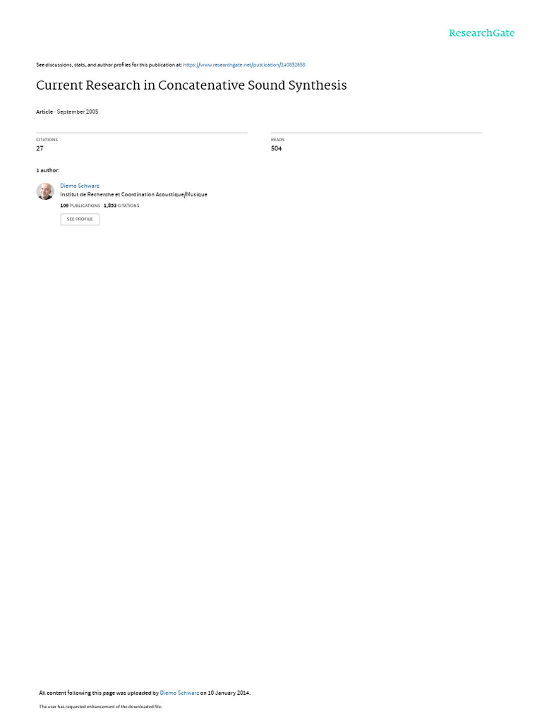 Current Research in Concatenative Sound Synthesis | PDF | Computers | Technology & Engineering