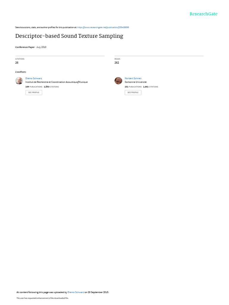 Descriptor-Based Sound Texture Sampling | PDF | Sound | Texture Mapping