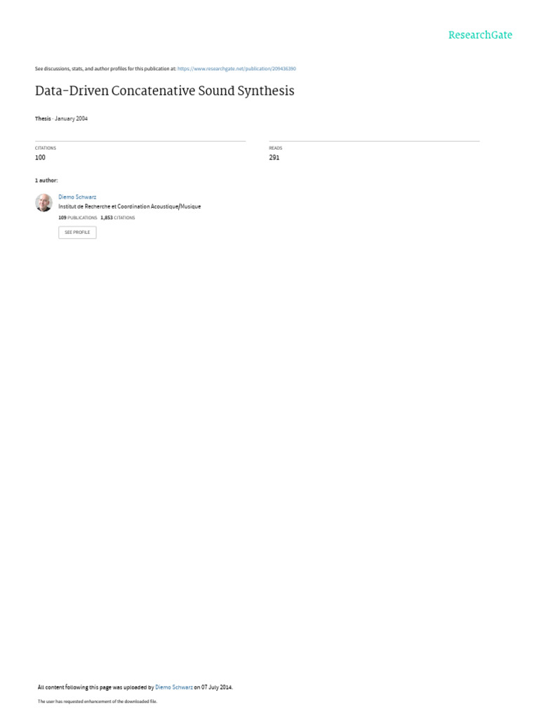 Data-Driven Concatenative Sound Synthesis | PDF | Databases