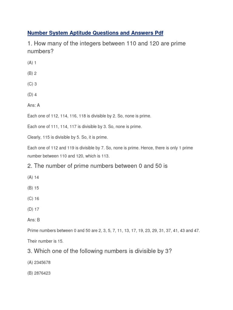 Number System Questions Answers | PDF | Teaching Methods & Materials