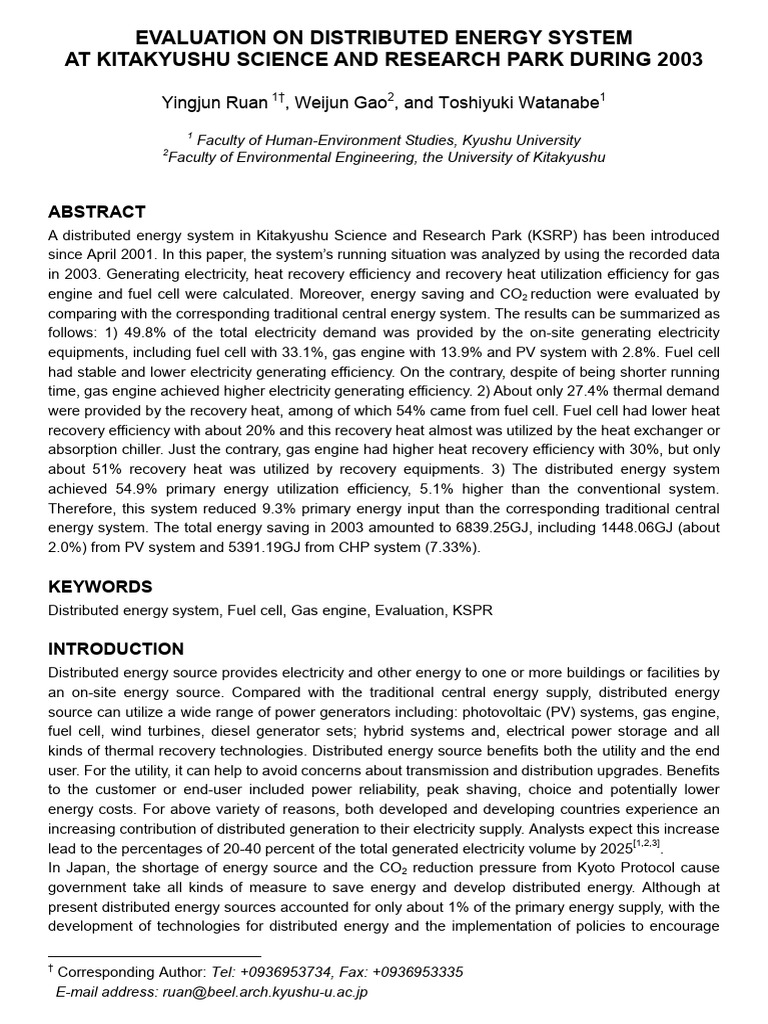Evaluation On Distributed Energy System | Download Free PDF | Distributed Generation | Water Heating