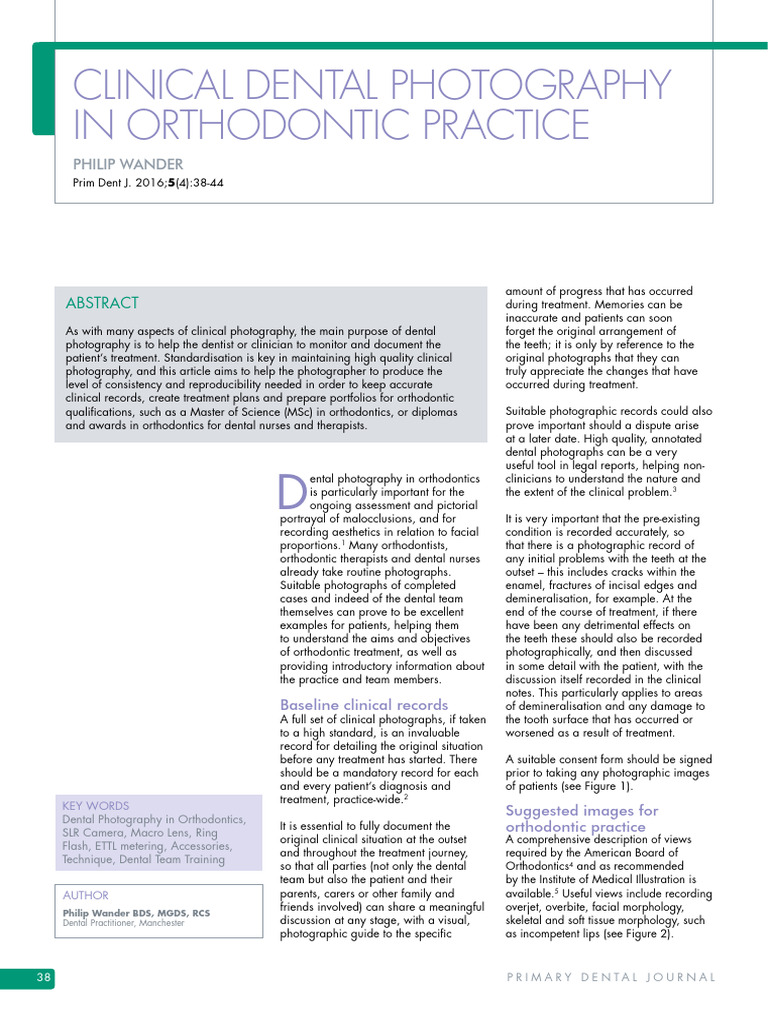 wander-2016-clinical-dental-photography-in-orthodontic-practice | PDF | Digital Single Lens ...