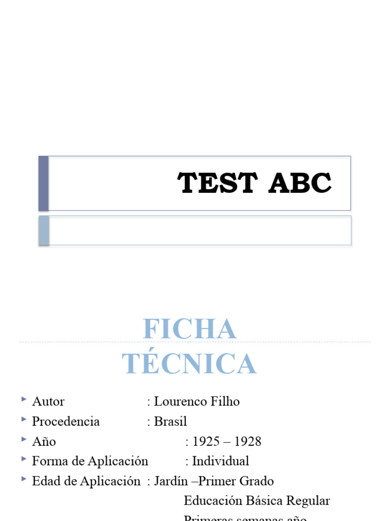 Test Abc | PDF | Educación de la primera infancia | Memoria
