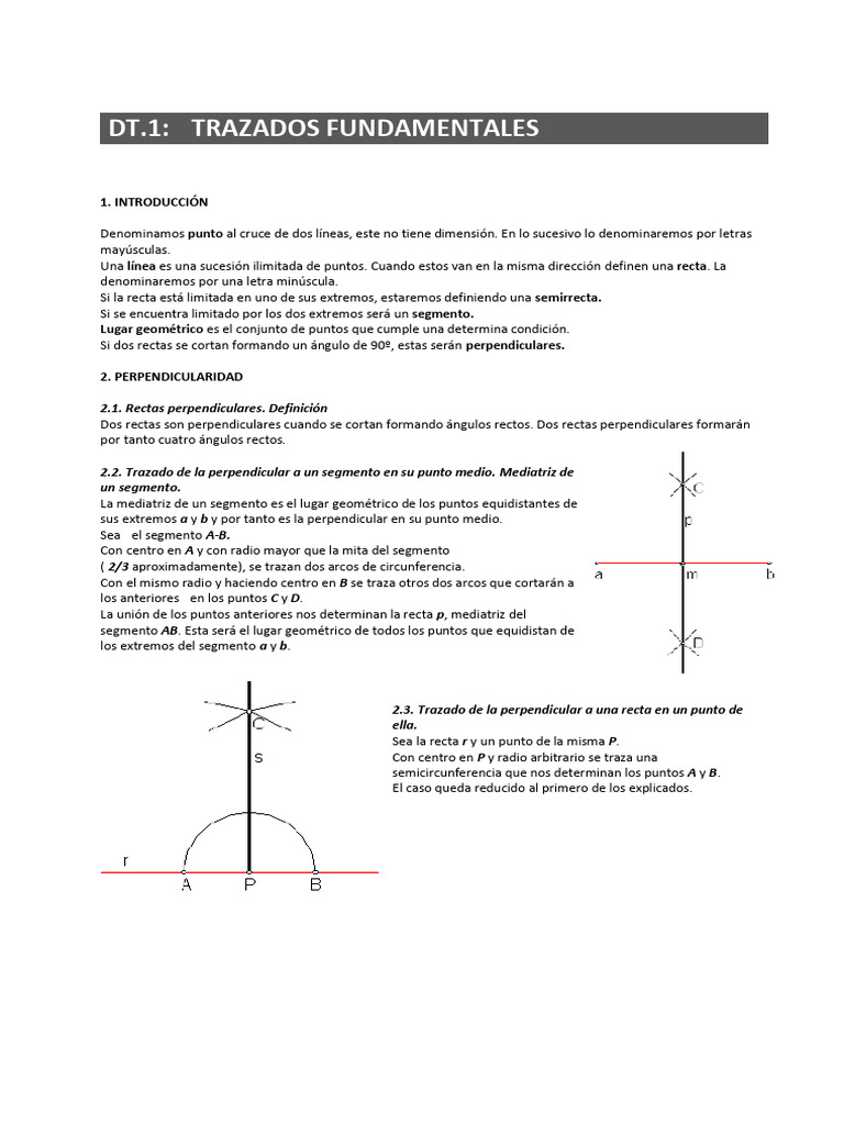 Trazados Fundamentales | PDF | Línea (geometría) | Perpendicular