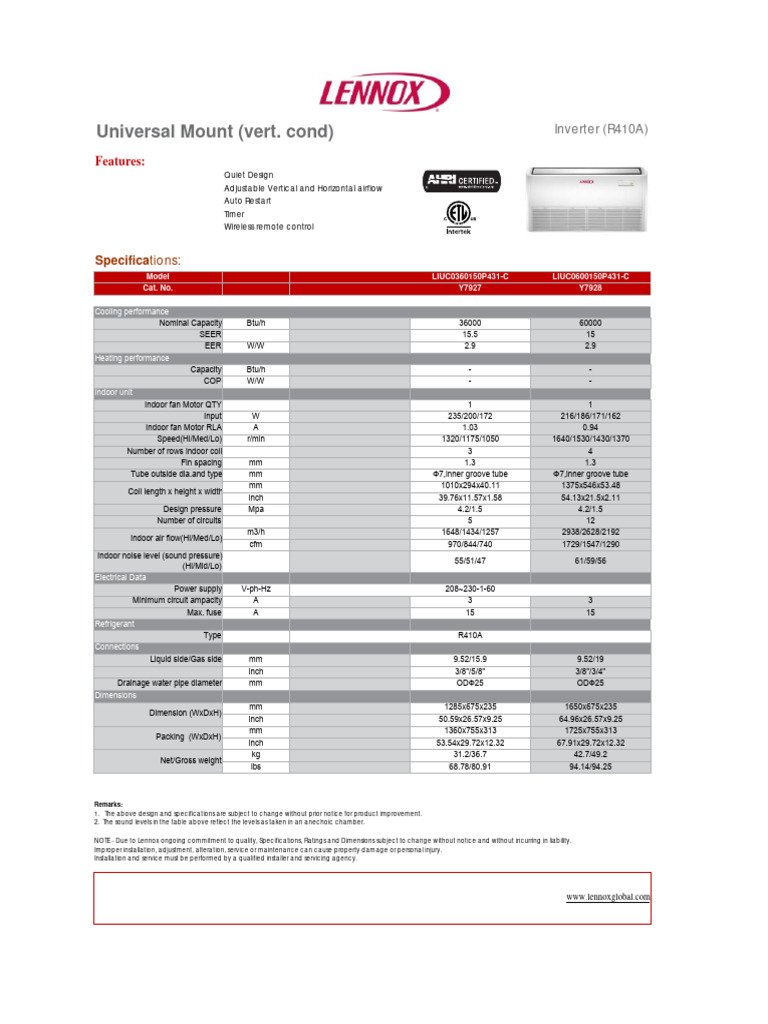 Lennox 5ton Inverter Lia y Liu | PDF | Electricity | Energy Technology