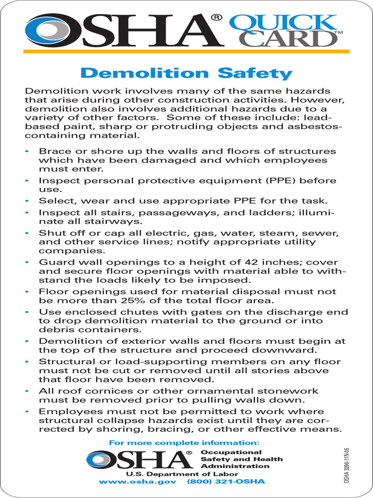 Demolition Safety Tips | PDF | Demolition | Personal Protective Equipment