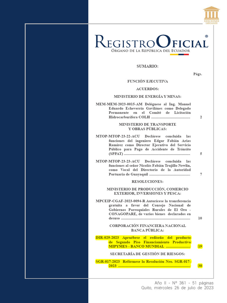 0361 - Reforma A Resolución Sgr-017-2023 | PDF | Administración Pública ...