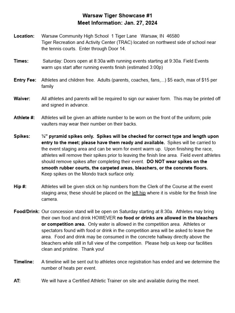 Warsaw Tiger Showcase 2024 Details | PDF