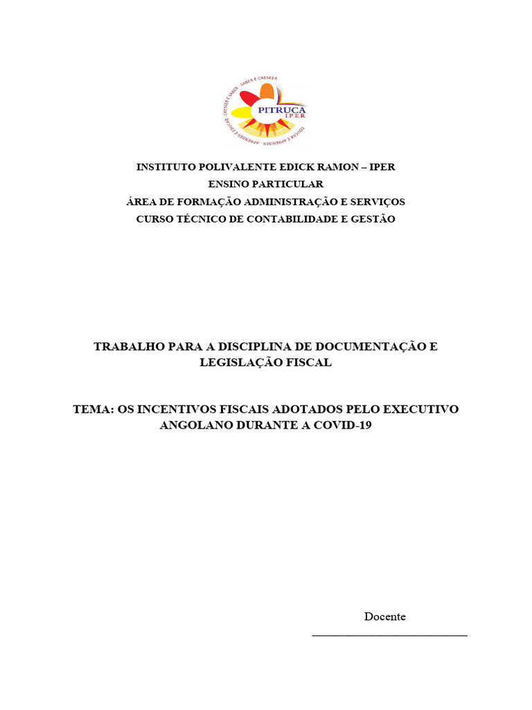 Trabalho Escolar | PDF