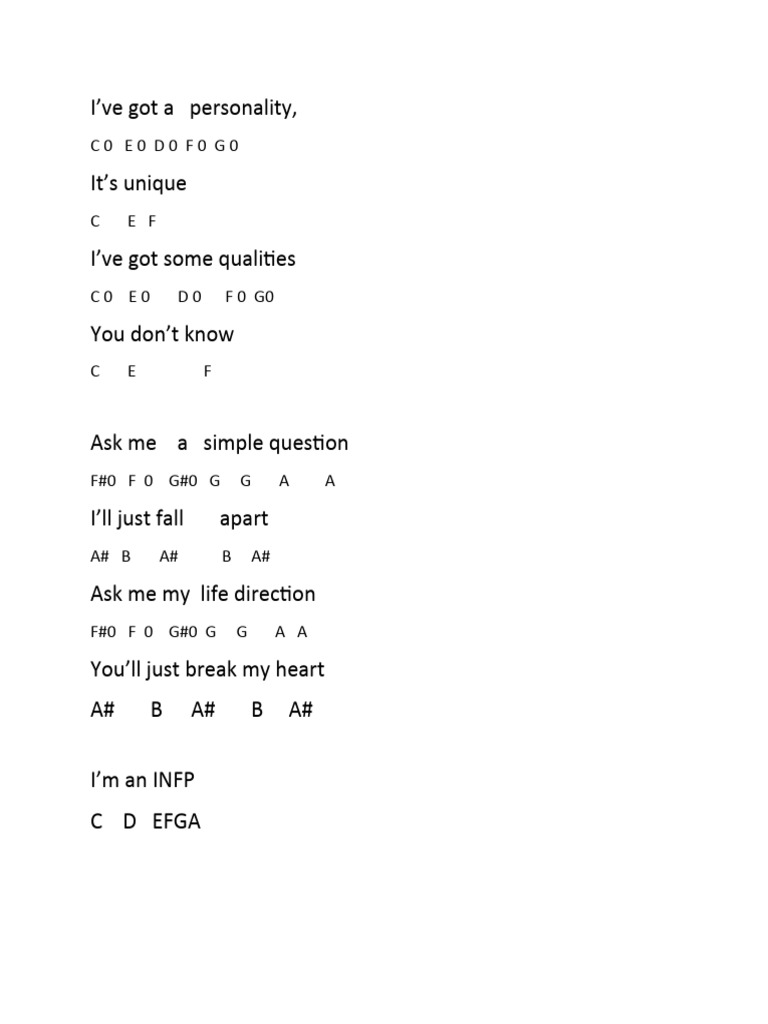 INFP Personality Traits Song | PDF