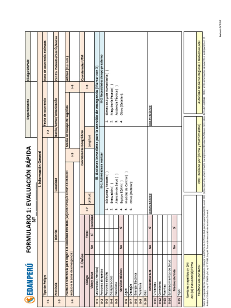 Formulario 1 - Evaluacion Rapida | PDF