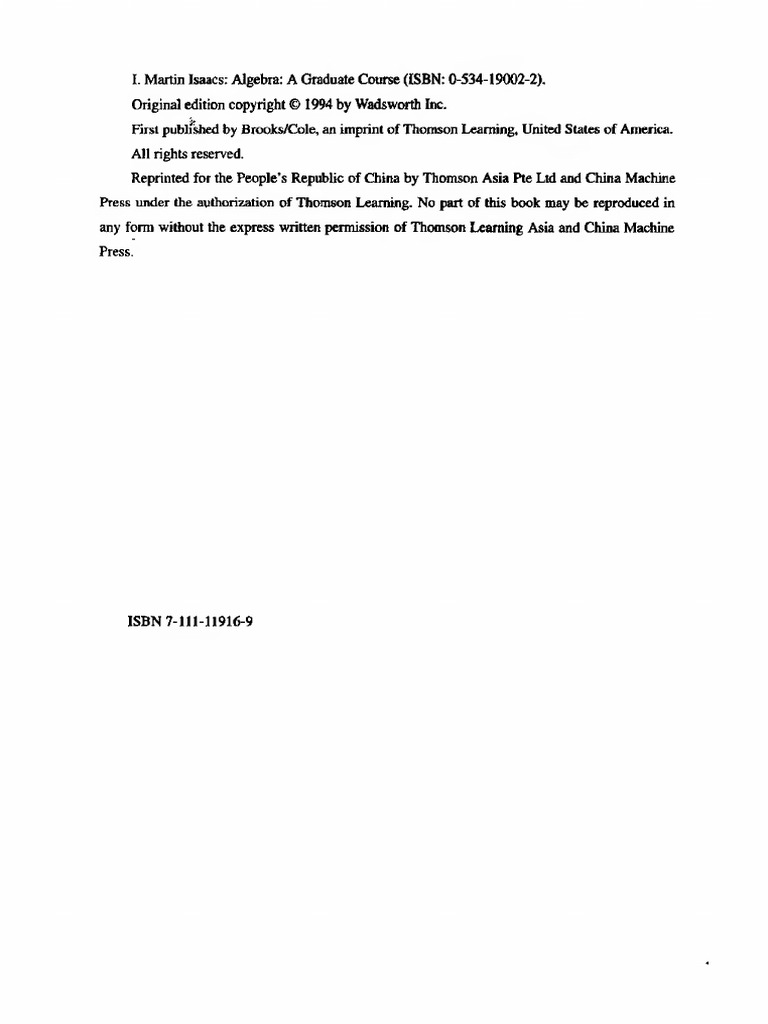 I. Martin Isaacs - Algebra - A Graduate Course (Mathematics) - Brooks ...