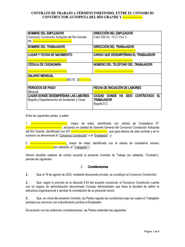 Contrato SALARIO INTEGRAL | Descargar gratis PDF | Salario | Derecho laboral