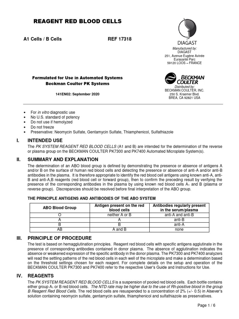 ABO Reagent RBC | PDF | Blood Type | Blood Plasma