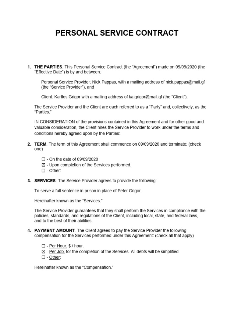 Personal-Service-Contract and 2 | PDF