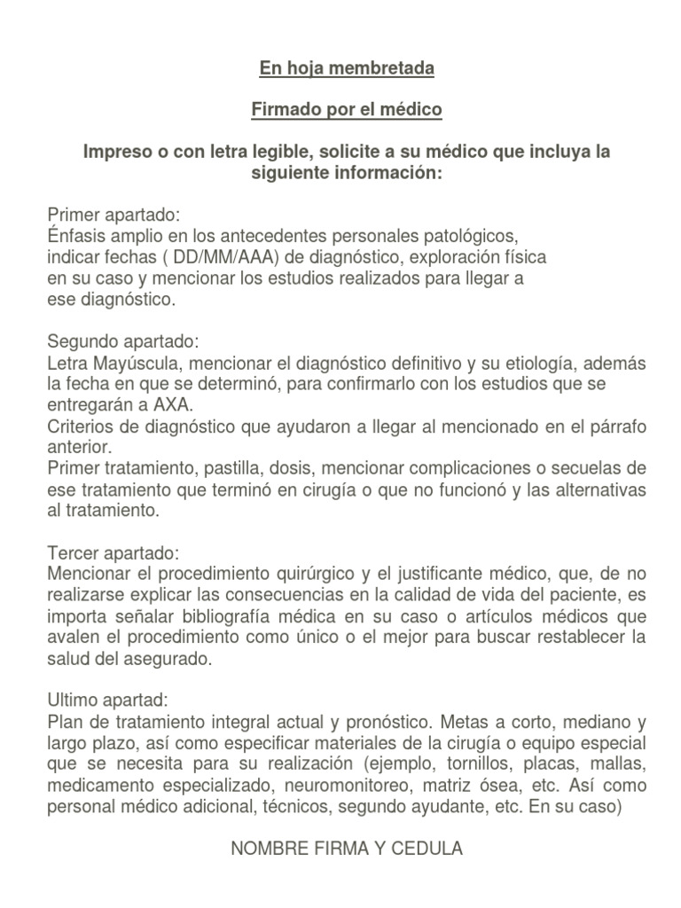 Axa Formato Siniestros - Historia Clinica 2023 | PDF