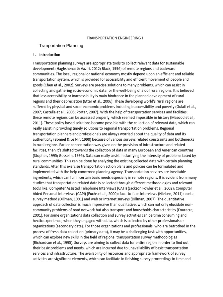 DCE TRANSPORTATION ENGINEERING 1 - Transportation PLANNING | PDF ...