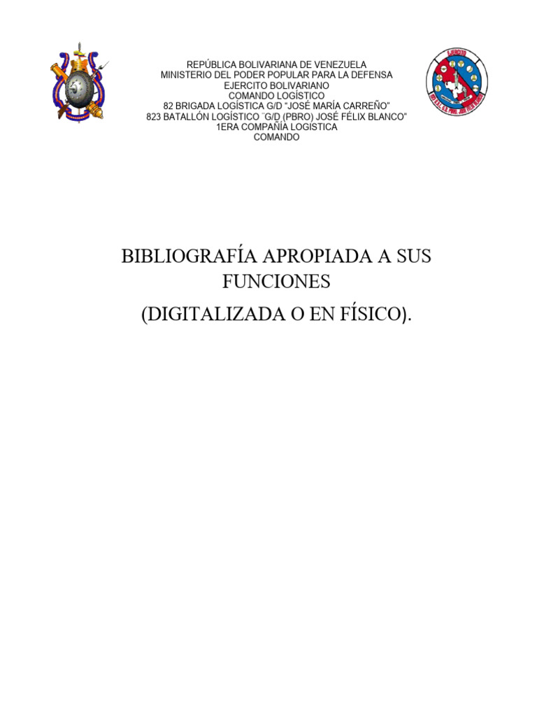 Bibliografía Apropiada A Sus Funciones (Digitalizada o en Físico ...