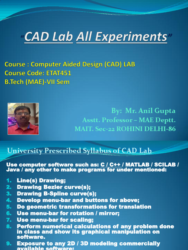 CAD Lab Syllabus and Programming Tasks | PDF | Cartesian Coordinate ...