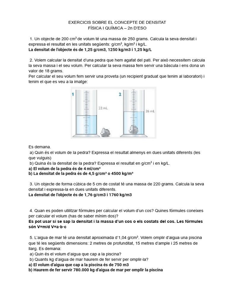 Exercicis Densitat | PDF