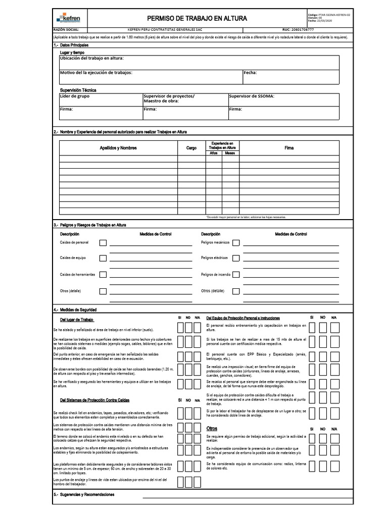 Ptar-Ssoma-Kefren-02 - Permiso en Altura | PDF