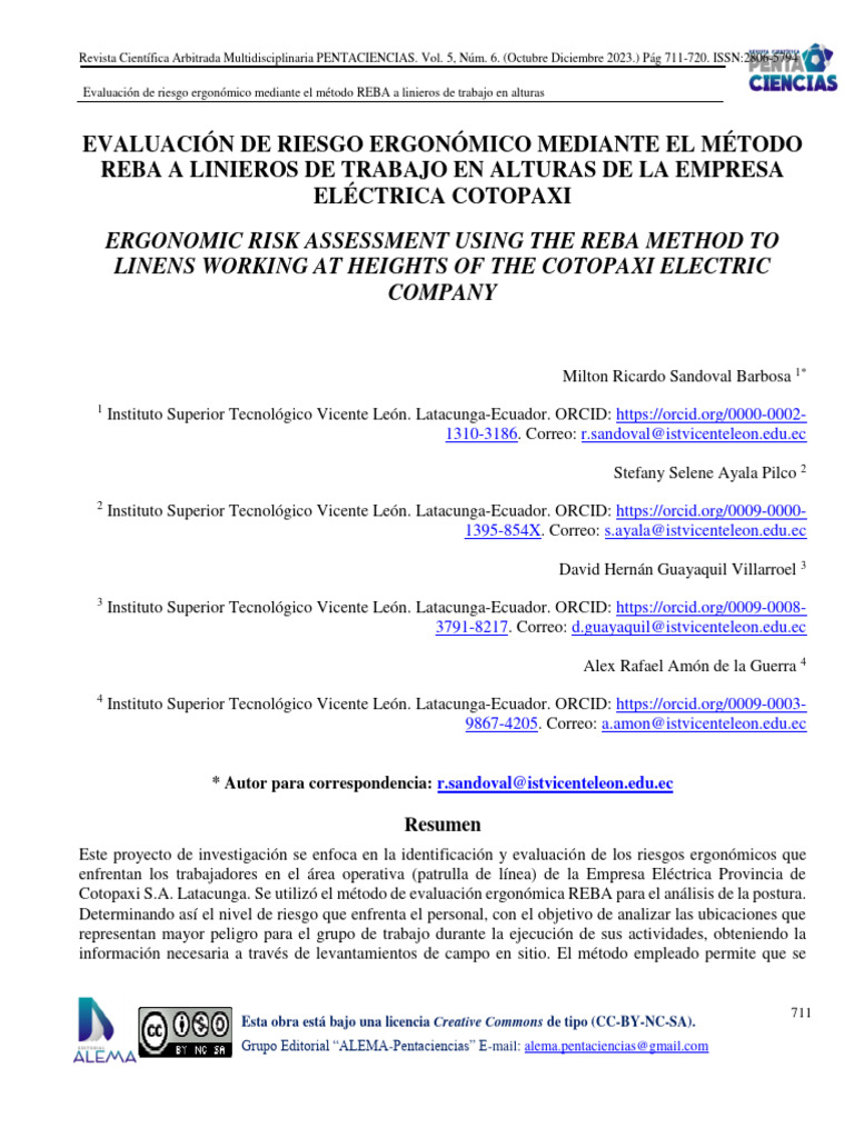 Evaluación REBA de Riesgo Ergonómico en Alturas | PDF | Factores ...