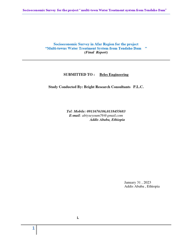 1.final Socioeconomic Study Report | PDF | Science & Mathematics