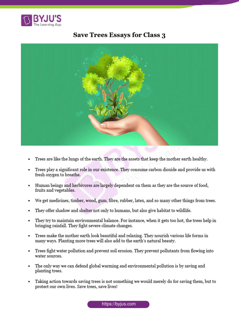 Save Trees Essay For Class 3 | PDF