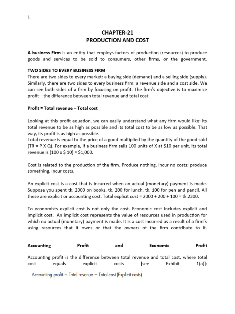 Production and Cost Analysis in Business | PDF | Average Cost | Profit ...