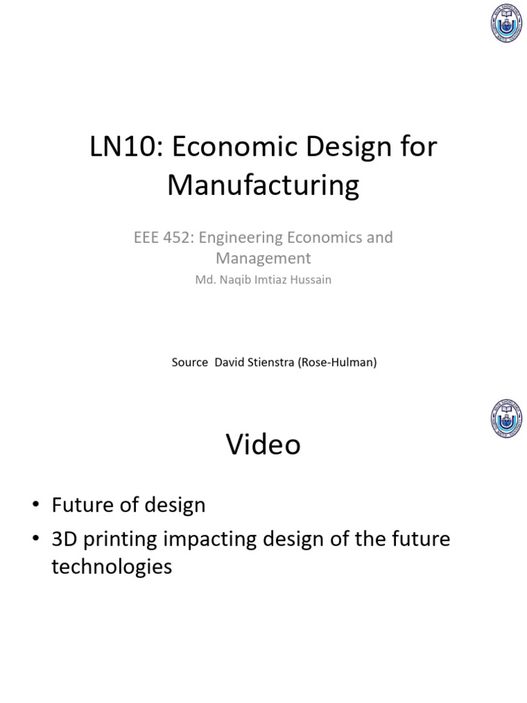 LN10 Economic Design For Manufacturing | PDF | Prototype | Cost