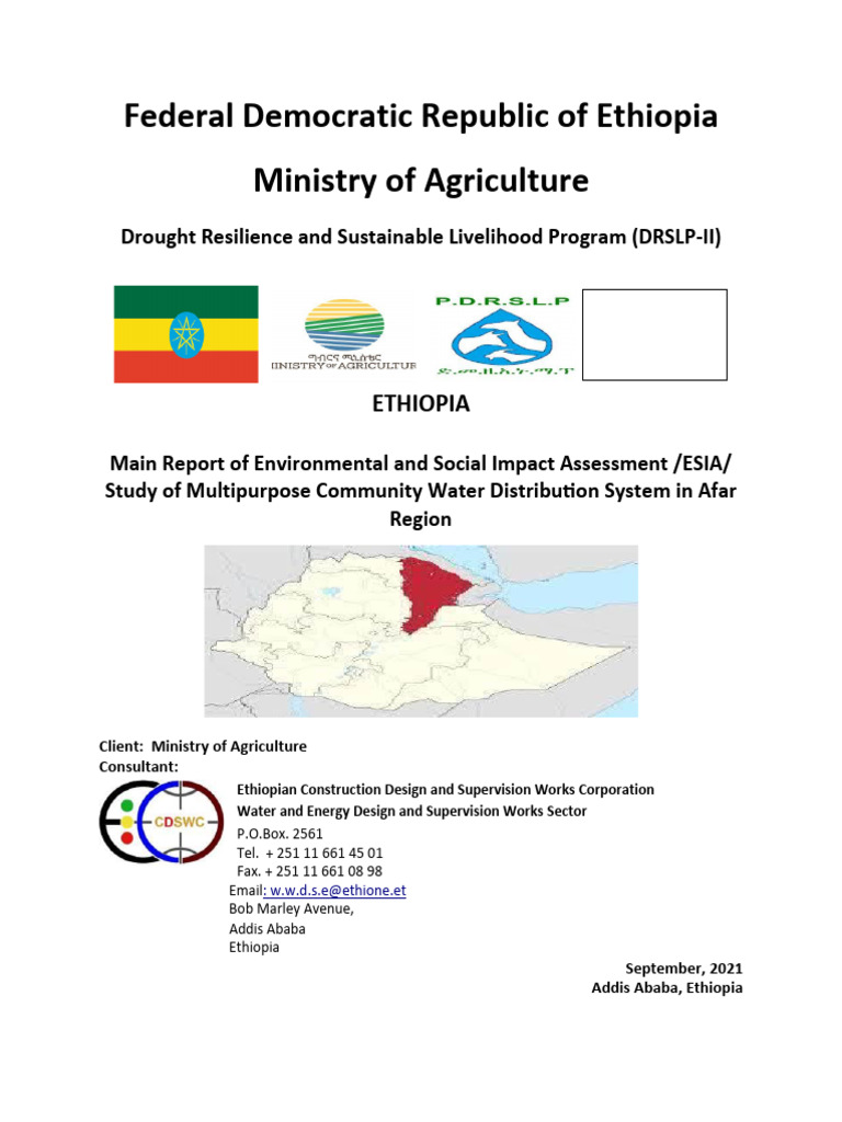 Final Esia Main Report-Regional Water Distribution System in Afar ...
