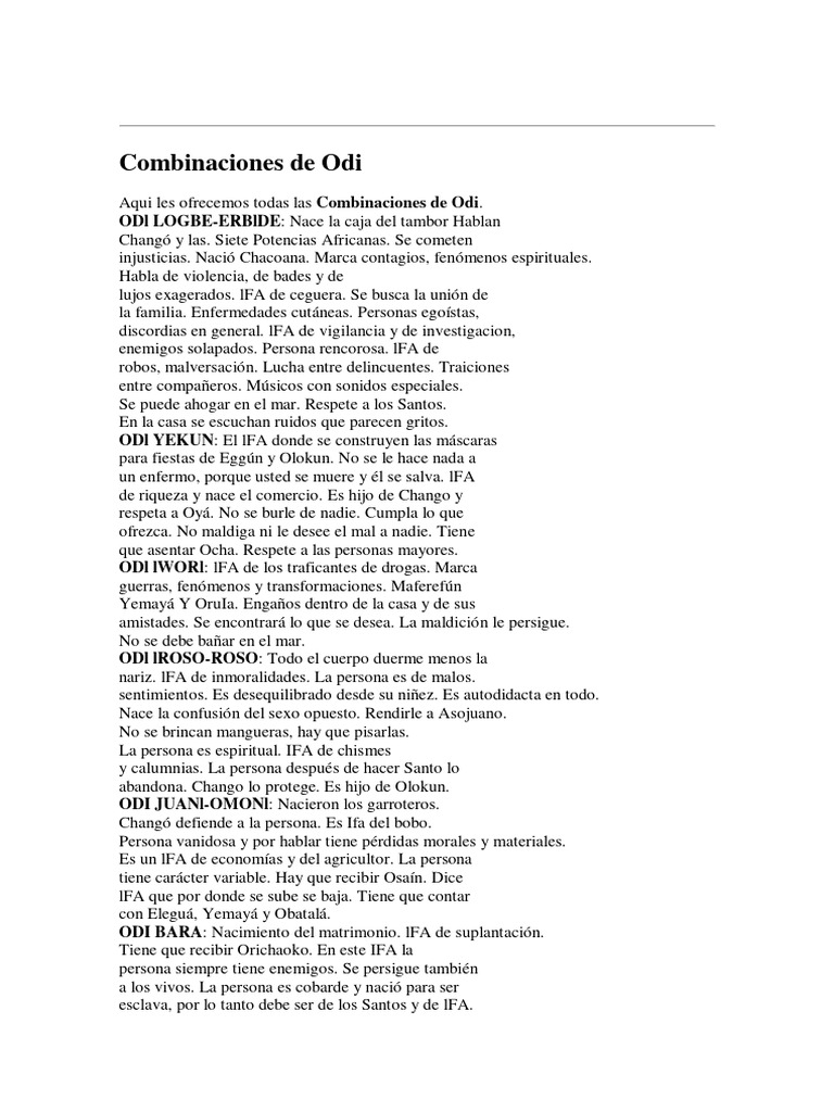 Combinaciones de Odi | PDF | Deidades | Religión étnica