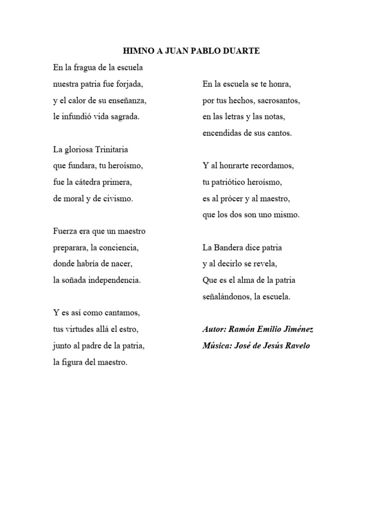 Himno A Juan Pablo Duarte | PDF