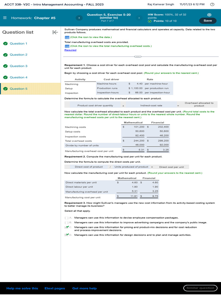 Do Homework - Chapter #5 | PDF | Cost | Management Accounting