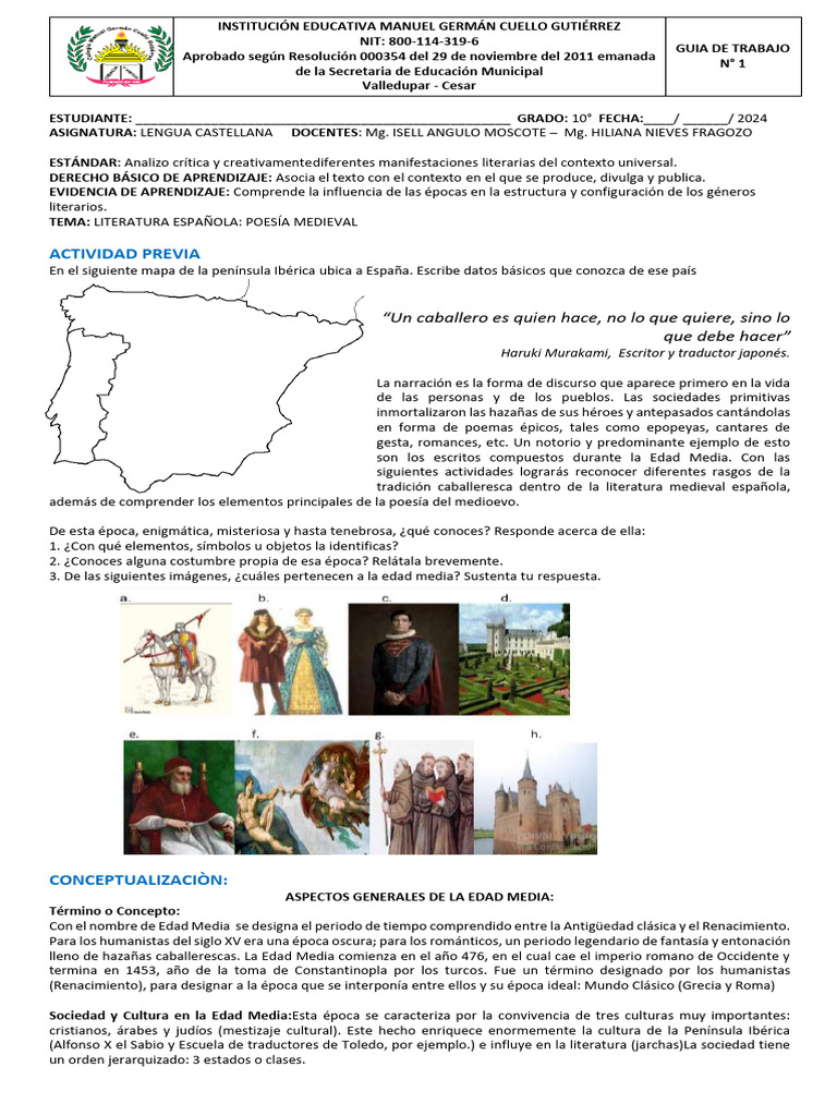 Guia N°1 Lit. Medieval Española | PDF