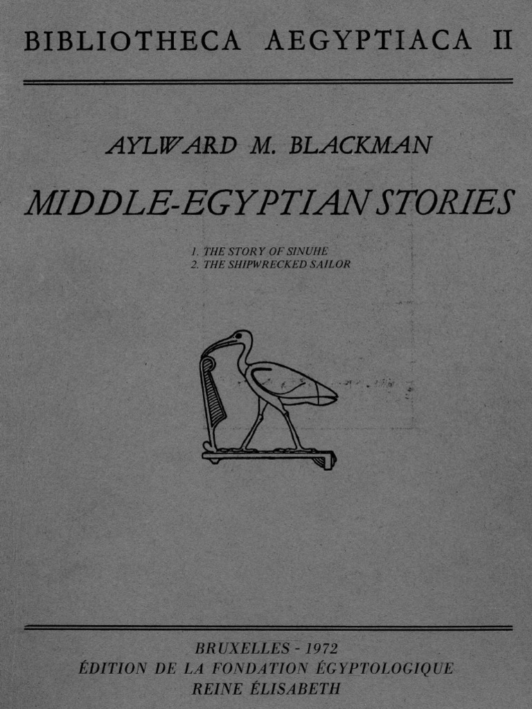 Blackman 1972 Middle Egyptian Stories The Story of Sinuhe and The ...