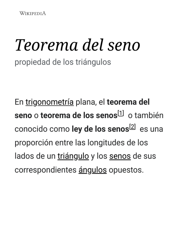 Teorema Del Seno - Wikipedia, La Enciclopedia Libre | PDF | Matemáticas ...