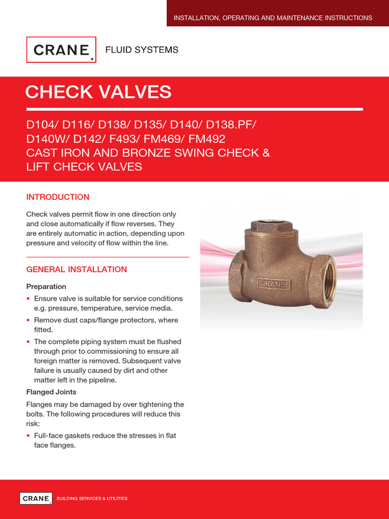 Check Valves Series Crane FS IOM 1023 | PDF