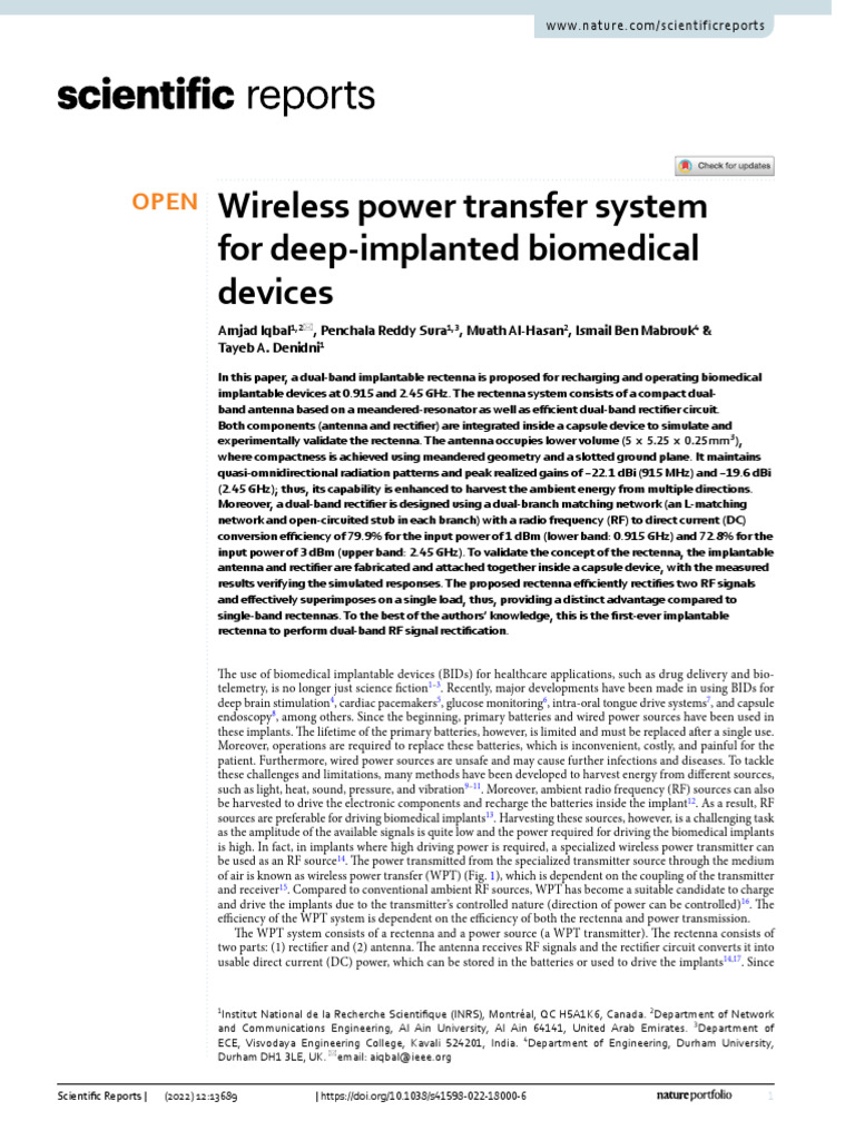 Wireless Power Transfer System For Deep-Implanted Biomedical Devices ... Wireless Power Transfer System For Deep-Implanted Biomedical Devices ...