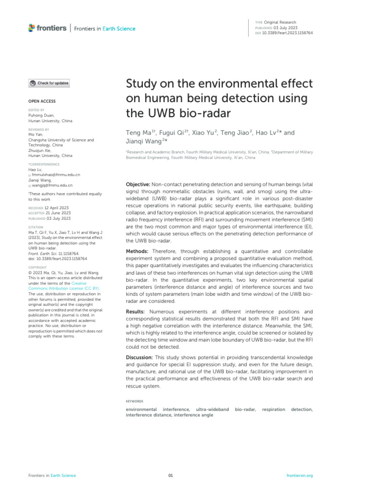 Bio Radar Human Detection | PDF | Ultra Wideband | Wireless