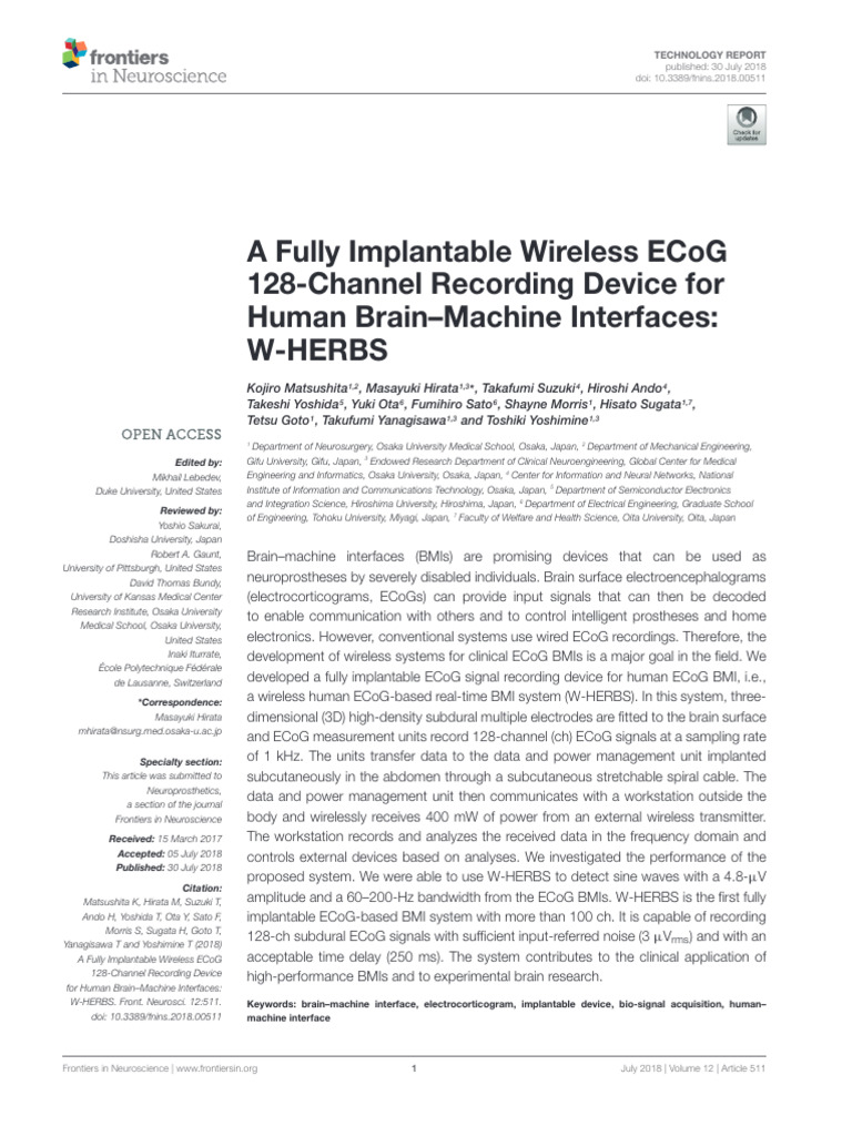 A Fully Implantable Wireless ECoG 128-Channel Recording Device for ...